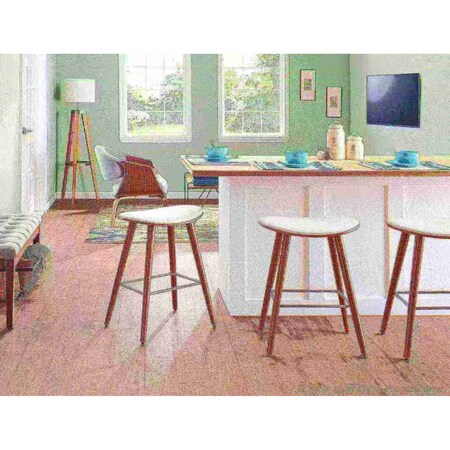 Saddle Counter Stool in Walnut and White Faux Leather PK 2